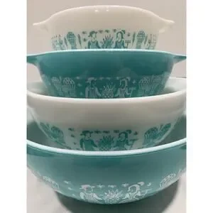 Pyrex | Kitchen | Vintage 4 Bowl Set Pyrex Butterprint Turquoise ...